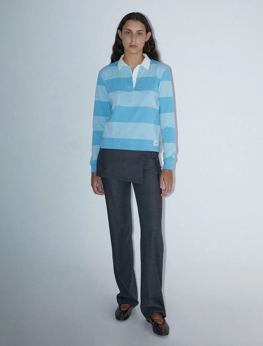 SUSU-Lightblue striped rugby polo-style shirt