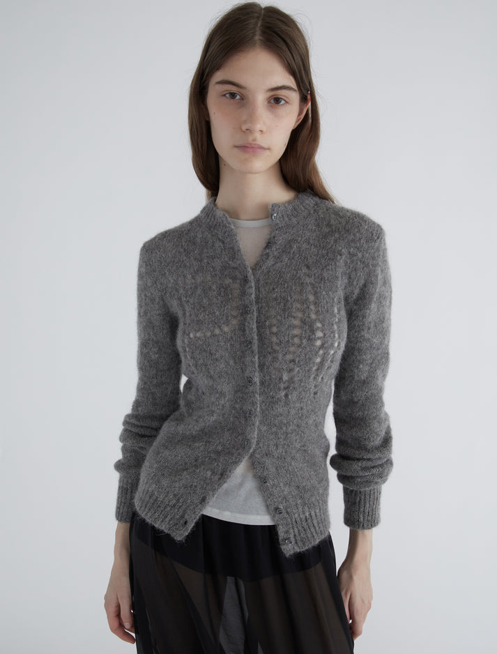 DOVE-Cardigan with cut-out PW lettering on the front – Paloma Wool