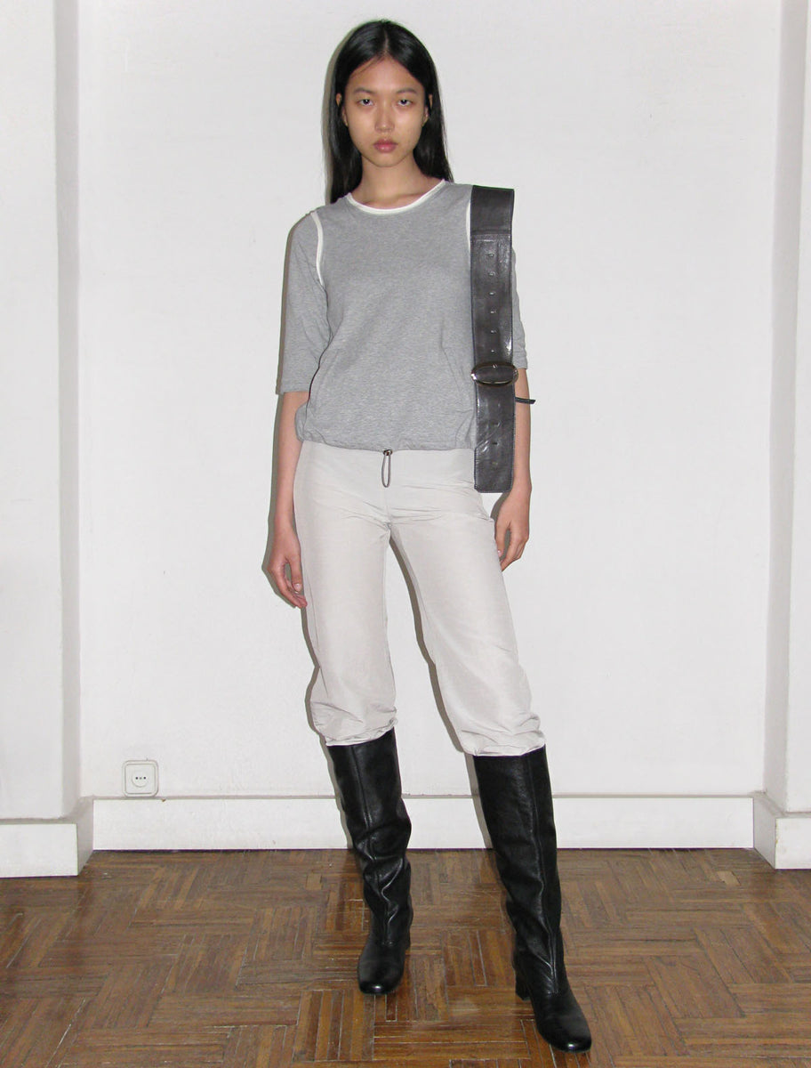 ANGELA-3/4 sleeve top with a double-layer effect and drawstring at the hem