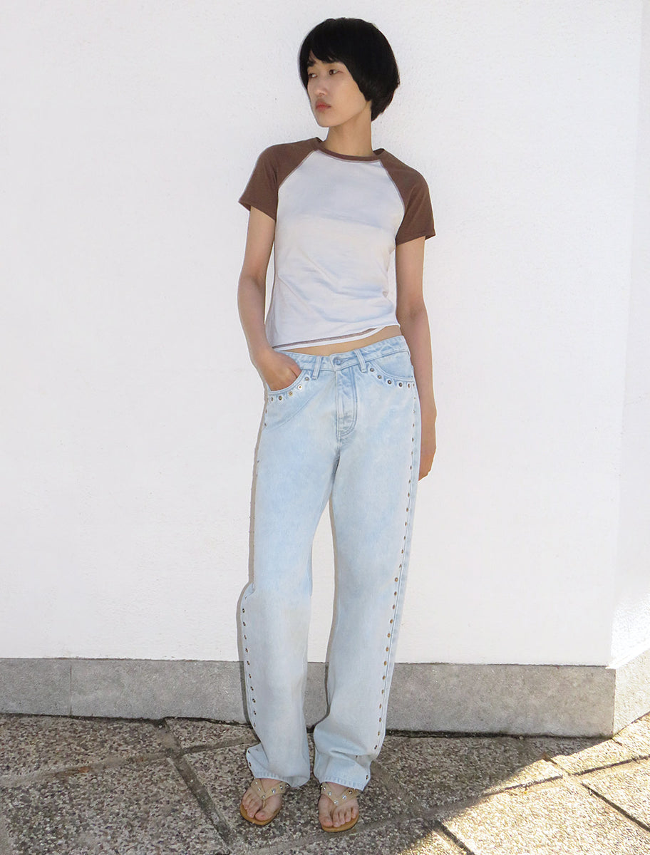 CRUIFF- Light blue tricolor t-shirt with paloma wool label on the bottom