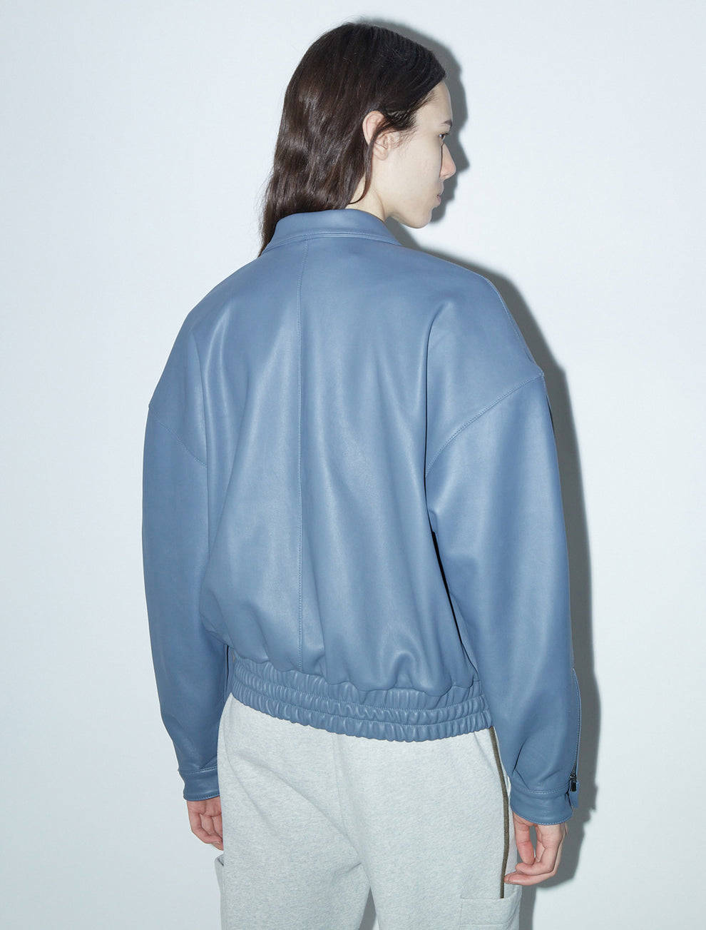 LORA-Blue oversized, soft leather bomber – paloma wool