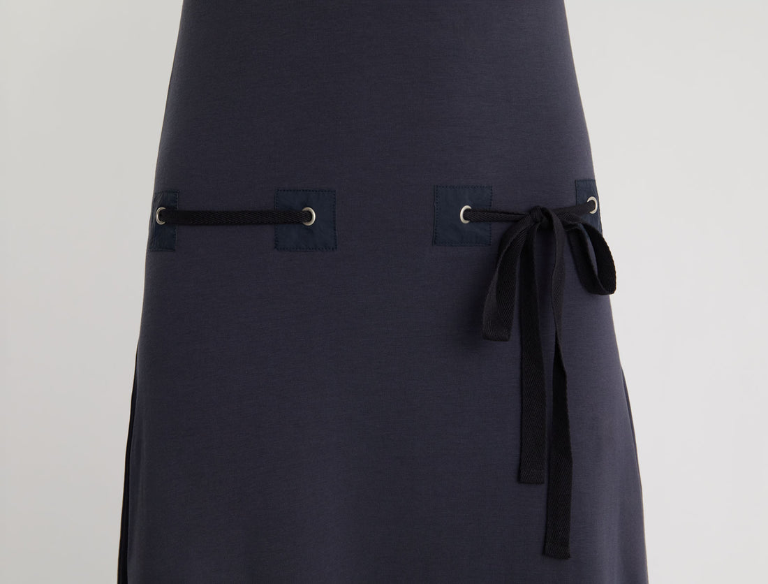 SUNI-Blue dress with fabric patch details at the hips featuring eyelets ...