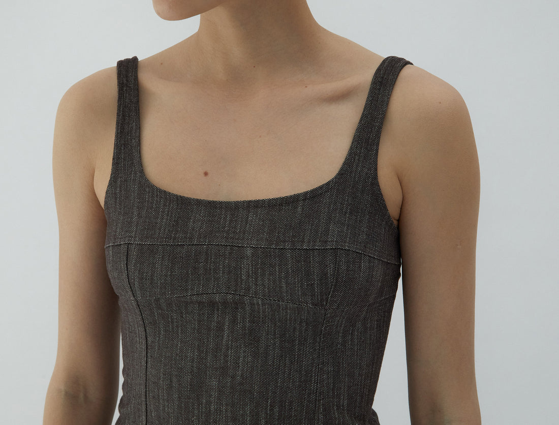 BONAIRE-Elastic strappy top with chest seam. Invisible side zipper ...